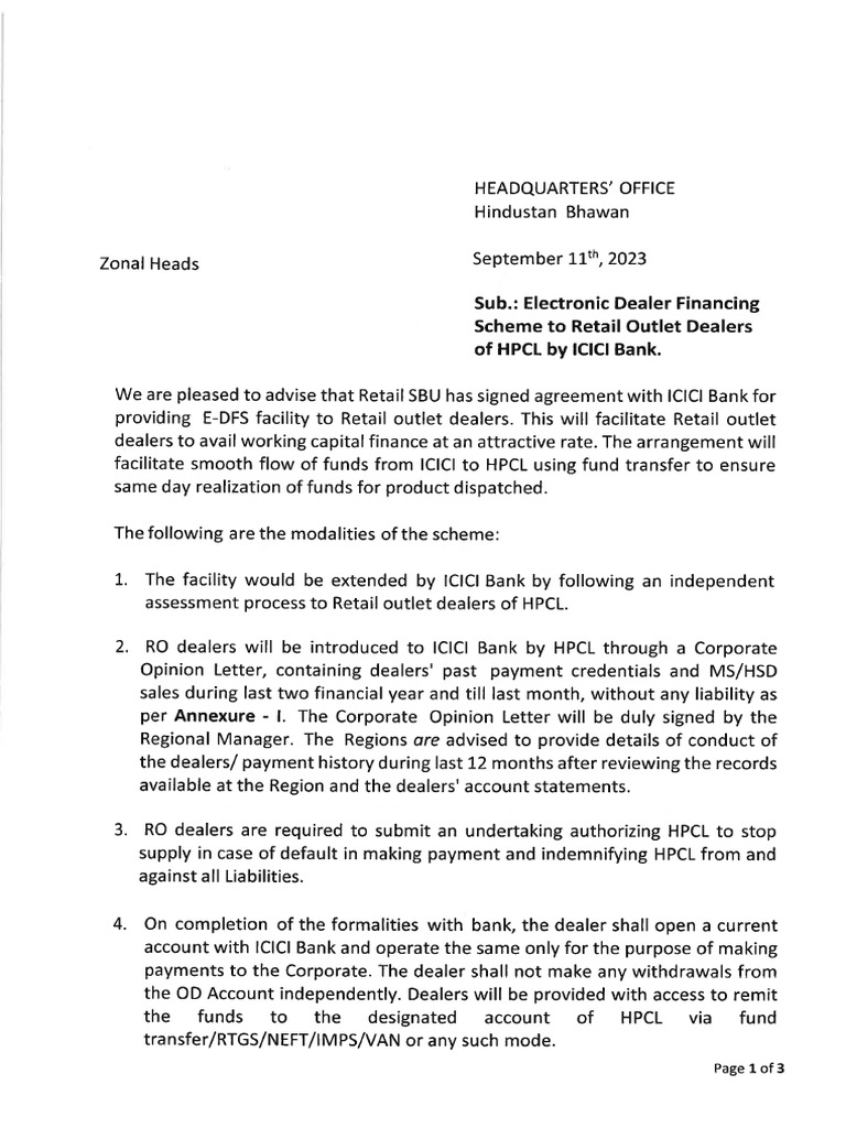 Signed Corporate Letter With ICICI - 1 | PDF