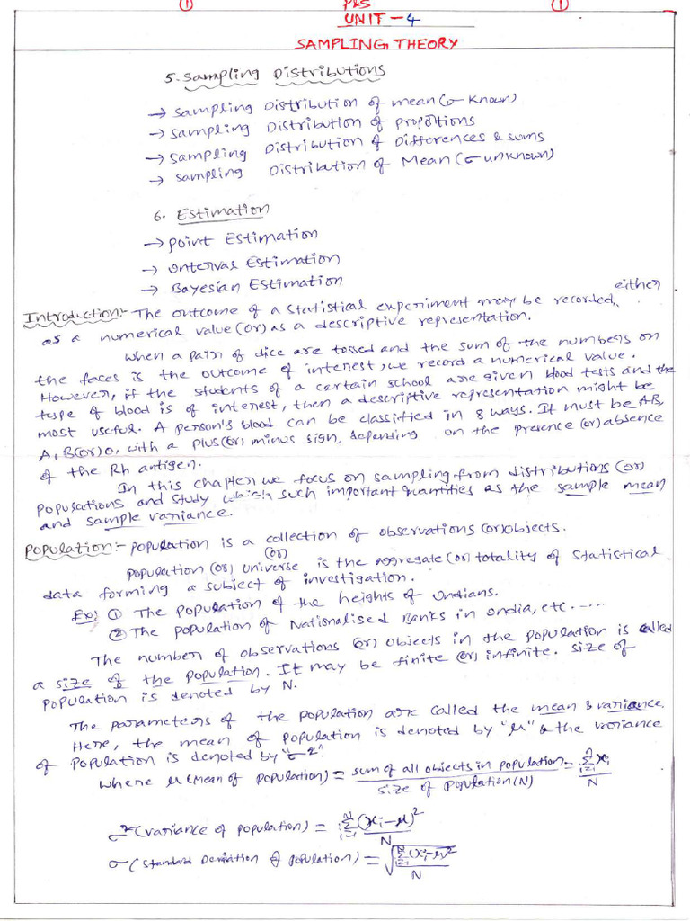 P&s Unit 4 Sampling Theory | PDF
