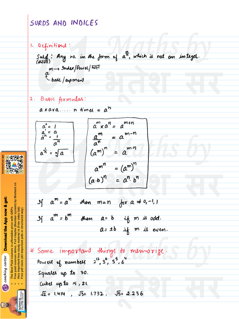 Surds and Indices | PDF