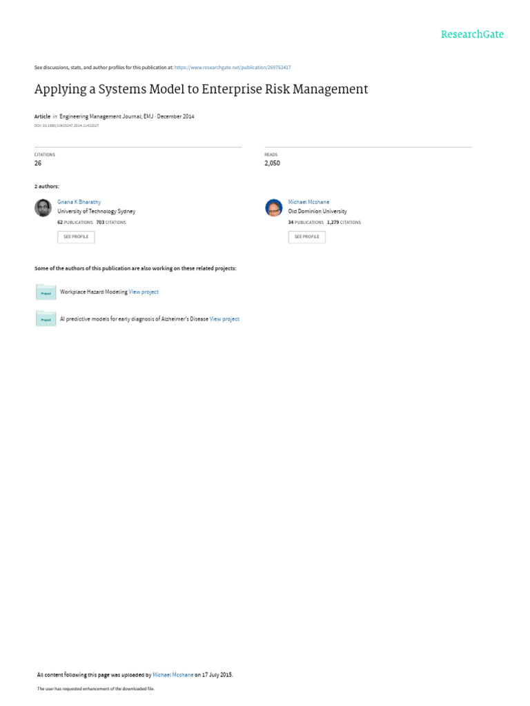 Systems Model for ERM in Engineering | PDF | Risk | Risk Management