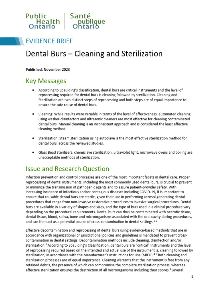 Dental Burs: Cleaning & Sterilization Guide | PDF | Sterilization ...
