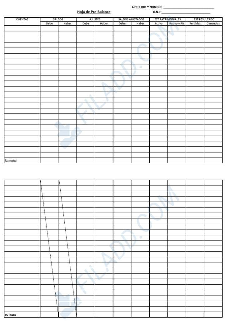 Hoja Pre-Balance | PDF