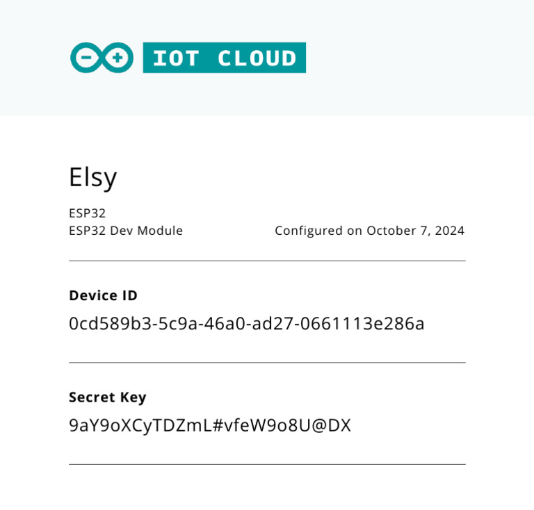 Arduino Device Secret Key | PDF