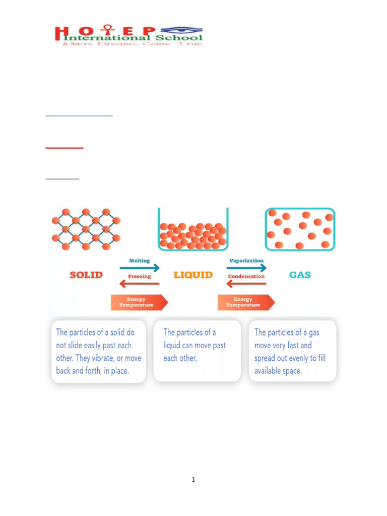 Gr.5, Ch.1, L.3 (Properties of Matter) Factsheet | PDF | Temperature ...
