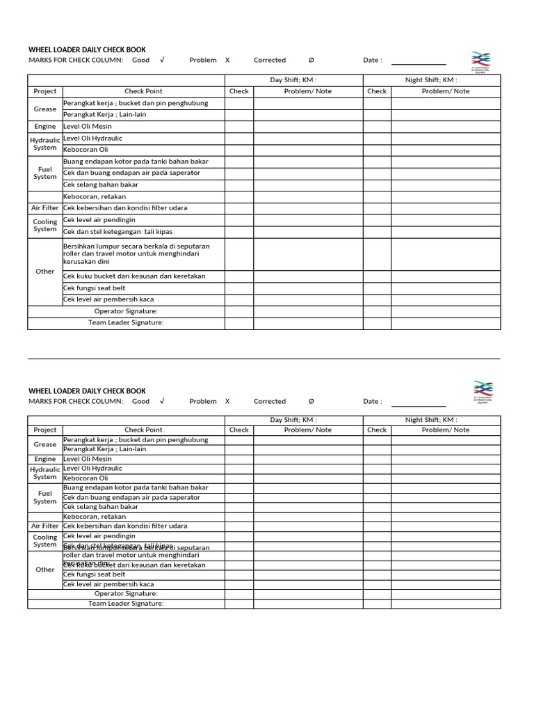 FORM P2H Alat Berat | PDF