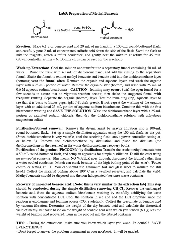 Lab5 Procedure Esterification | PDF | Ester | Chemistry