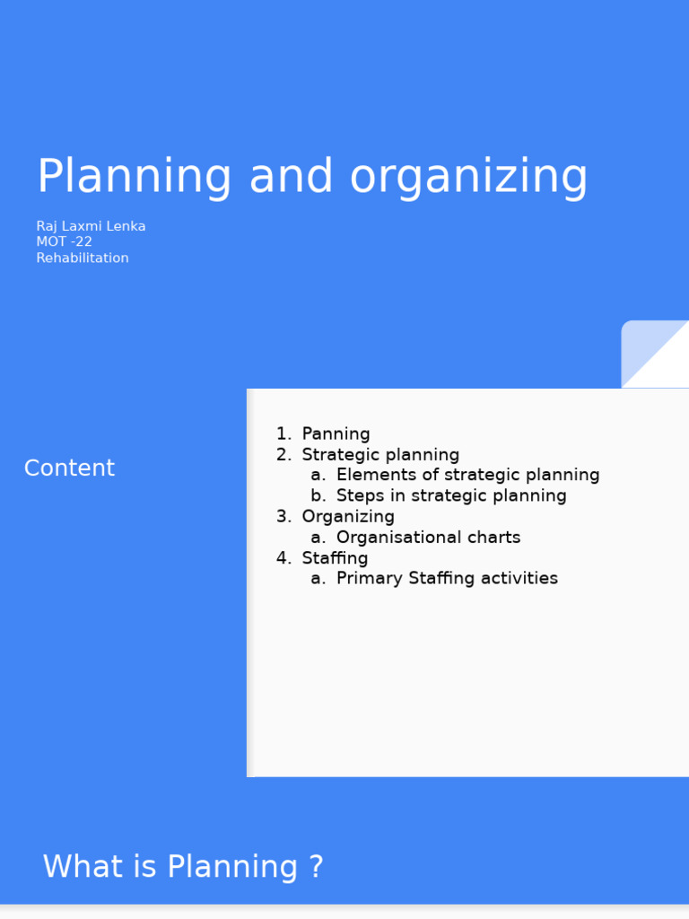 Planning and Organizing | PDF | Strategic Planning | Human Resources