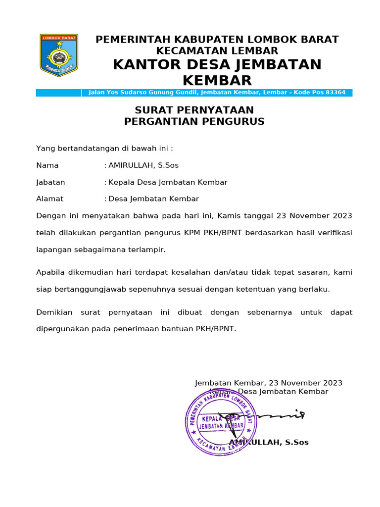 SPTJM Pergantian KPM 2023 | PDF