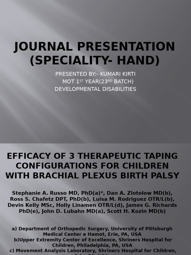Journal Presentation (Hand) Kirti | PDF | Analysis Of Variance | Musculoskeletal System