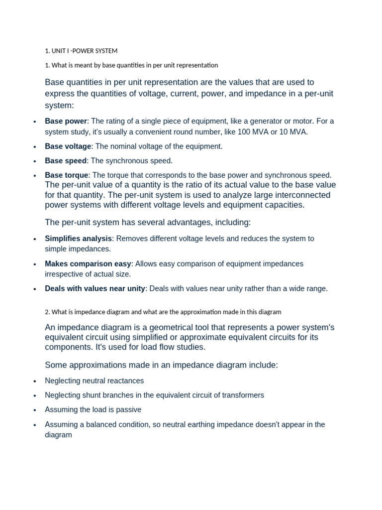 1.UNIT I -POWER SYSTEM | PDF | Electrical Impedance | Transformer
