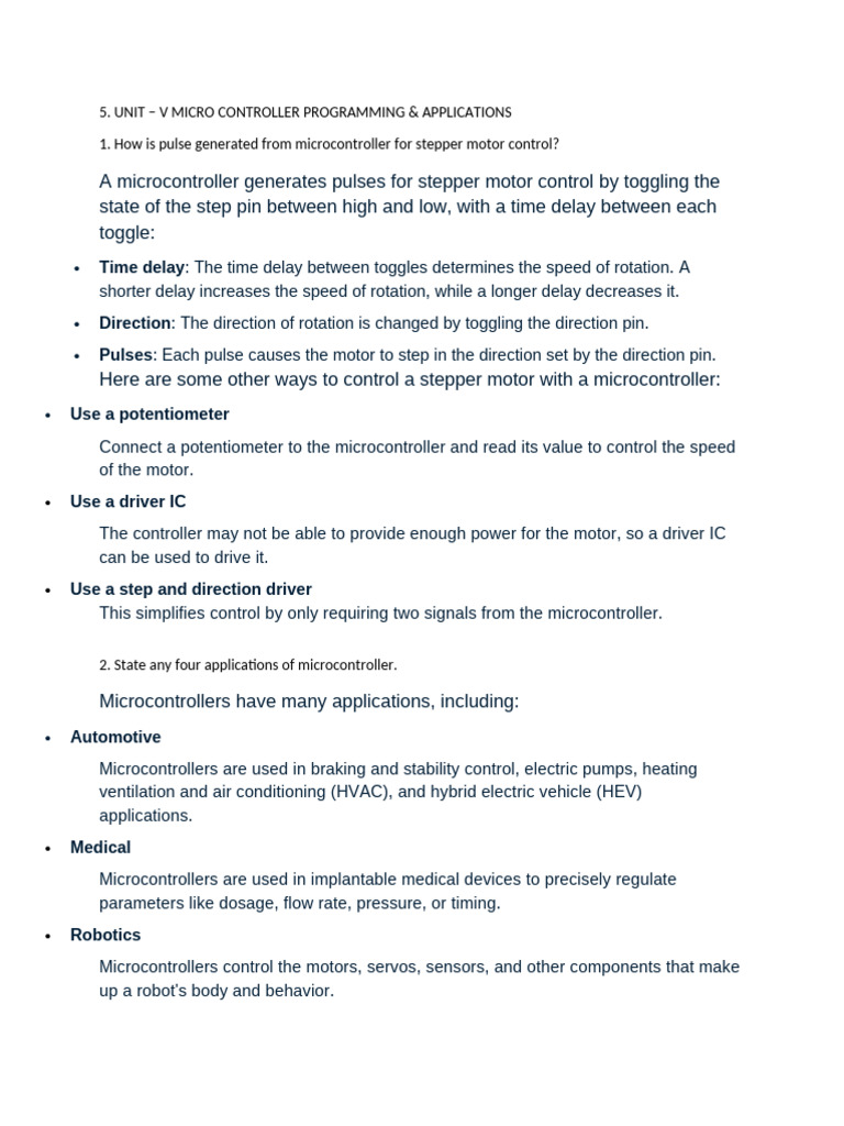 5.unit - V Micro Controller Programming & Applications | PDF | Feedback ...