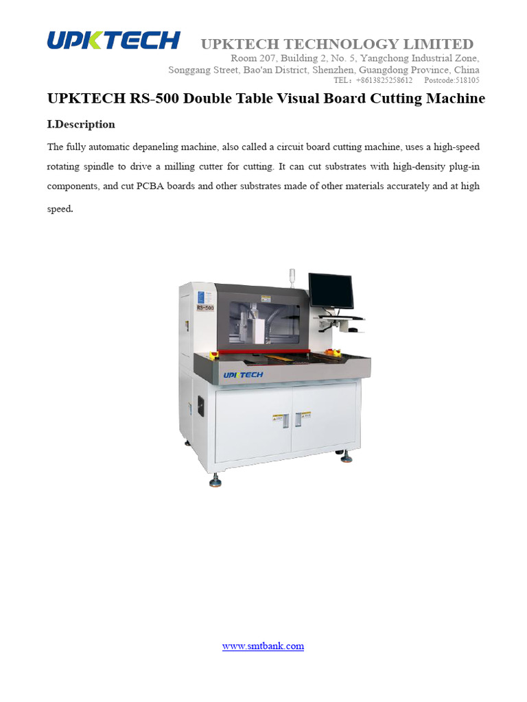 UPKTECH RS-500 Double Table Visual Board Cutting Machine | PDF ...
