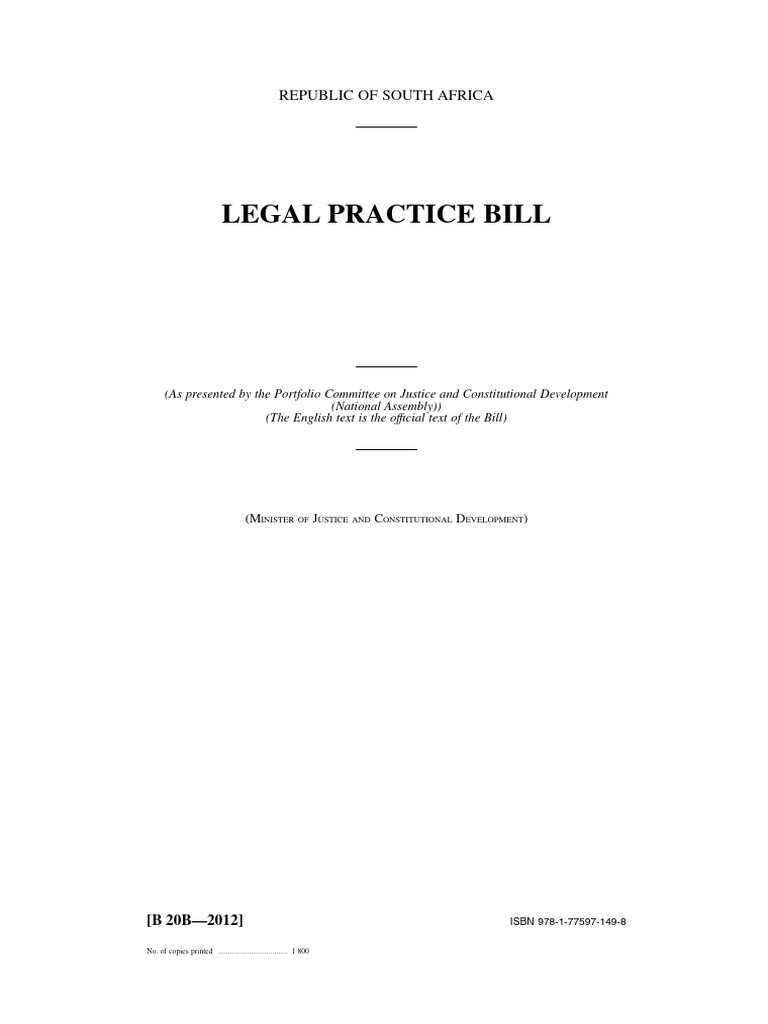 Legal Practice Bill BILL20B 2012 Final November 2013 1 | PDF | Lawyer ...