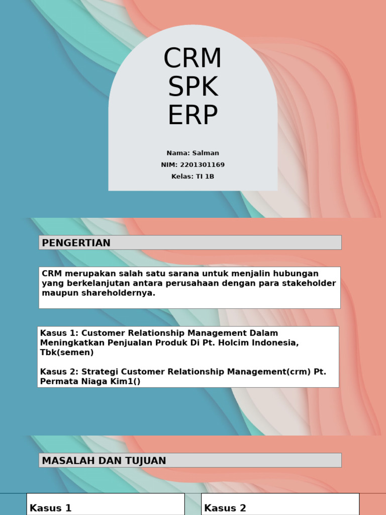 CRM SPK ERP: Nama: Salman NIM: 2201301169 Kelas: TI 1B | PDF