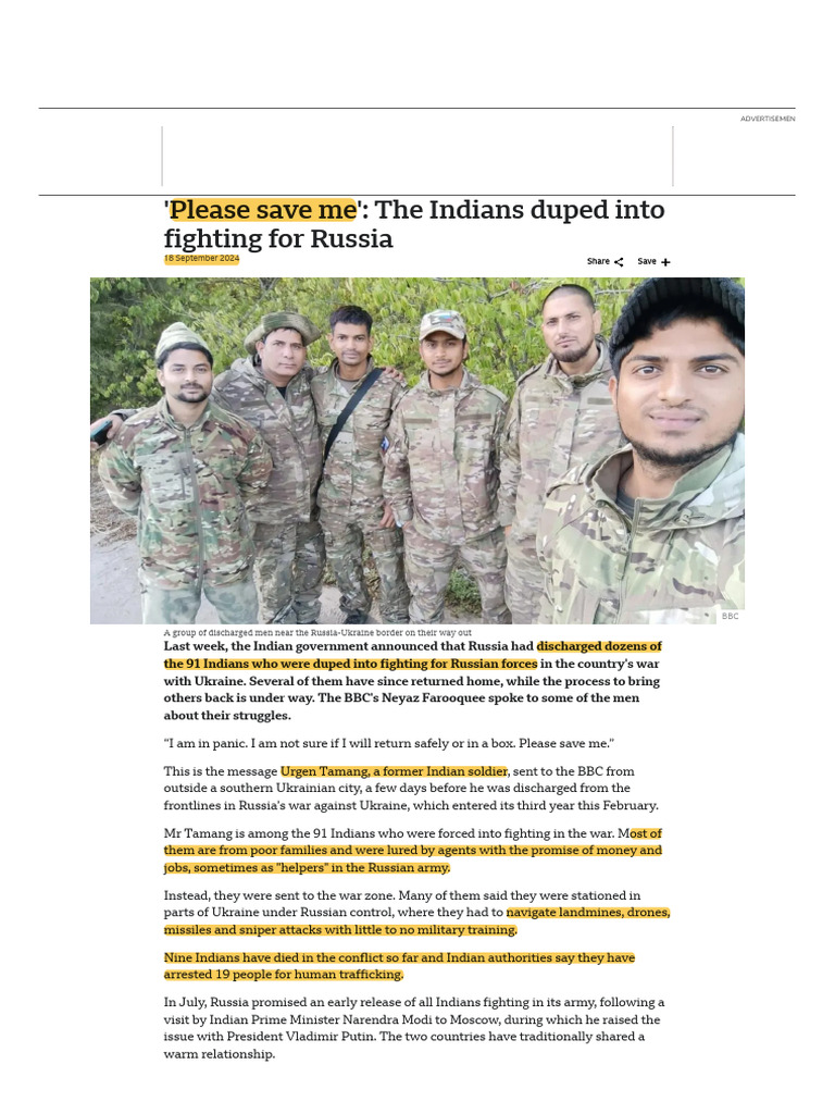 Ukraine War - Indians Who Fought in Russia Return Home With Tales From ...