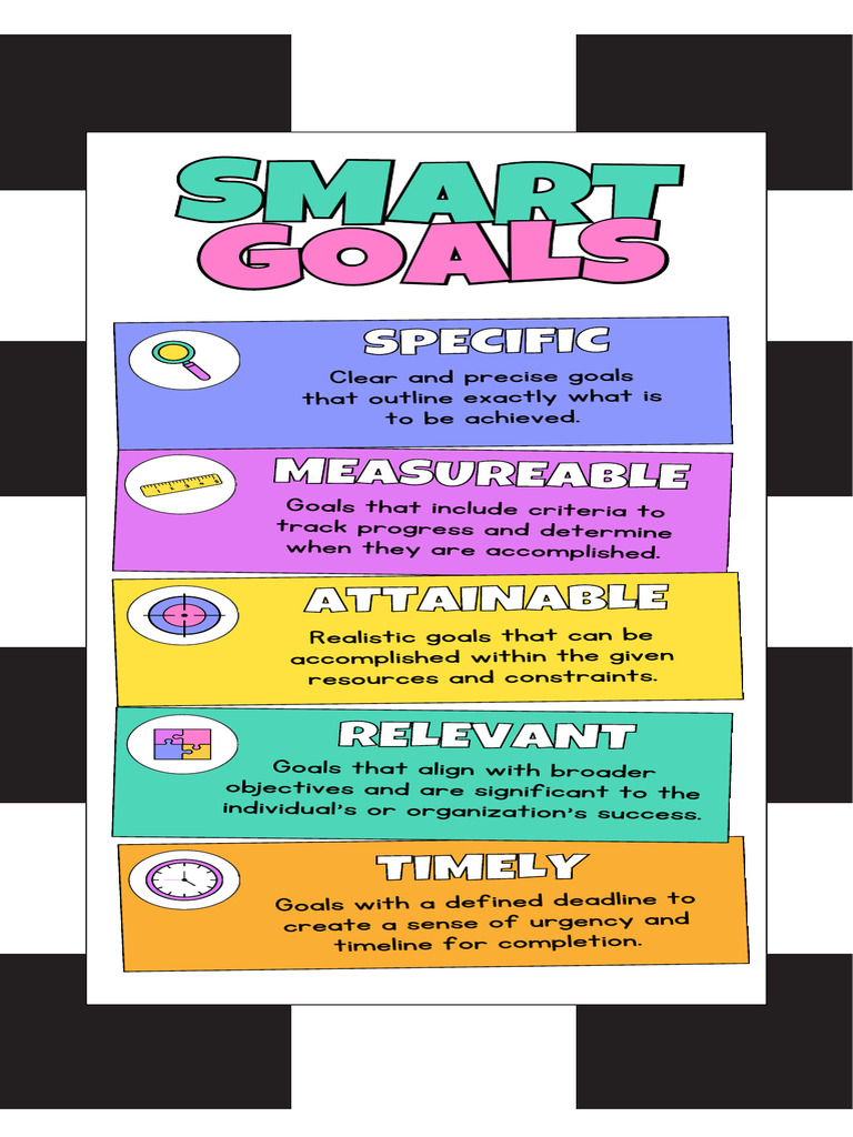 SMART Goals Infographic Colourful Checkered Style.pdf | PDF