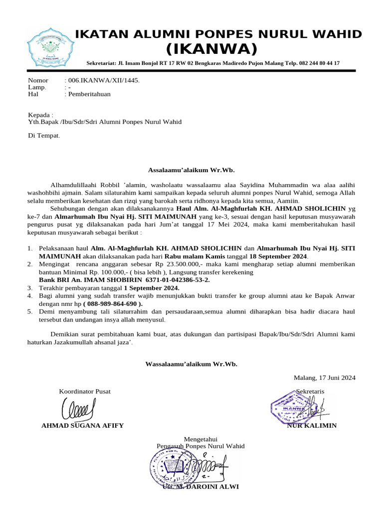 Undangan Haul Juni 2024 | PDF