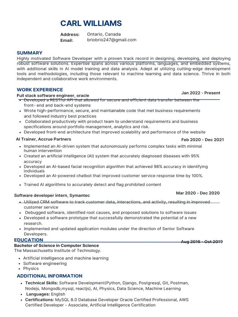 Carl Williams Cv.pdf-1 | PDF | Artificial Intelligence | Intelligence (AI) & Semantics