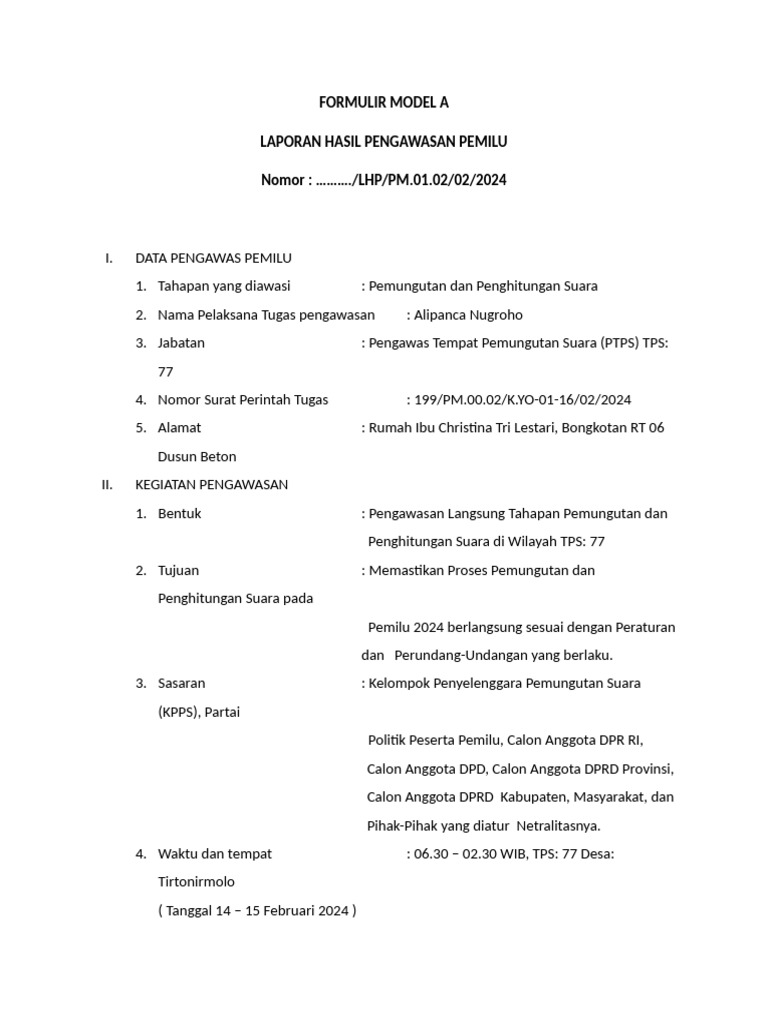 Formulir Model a Sampul Putungsura | PDF