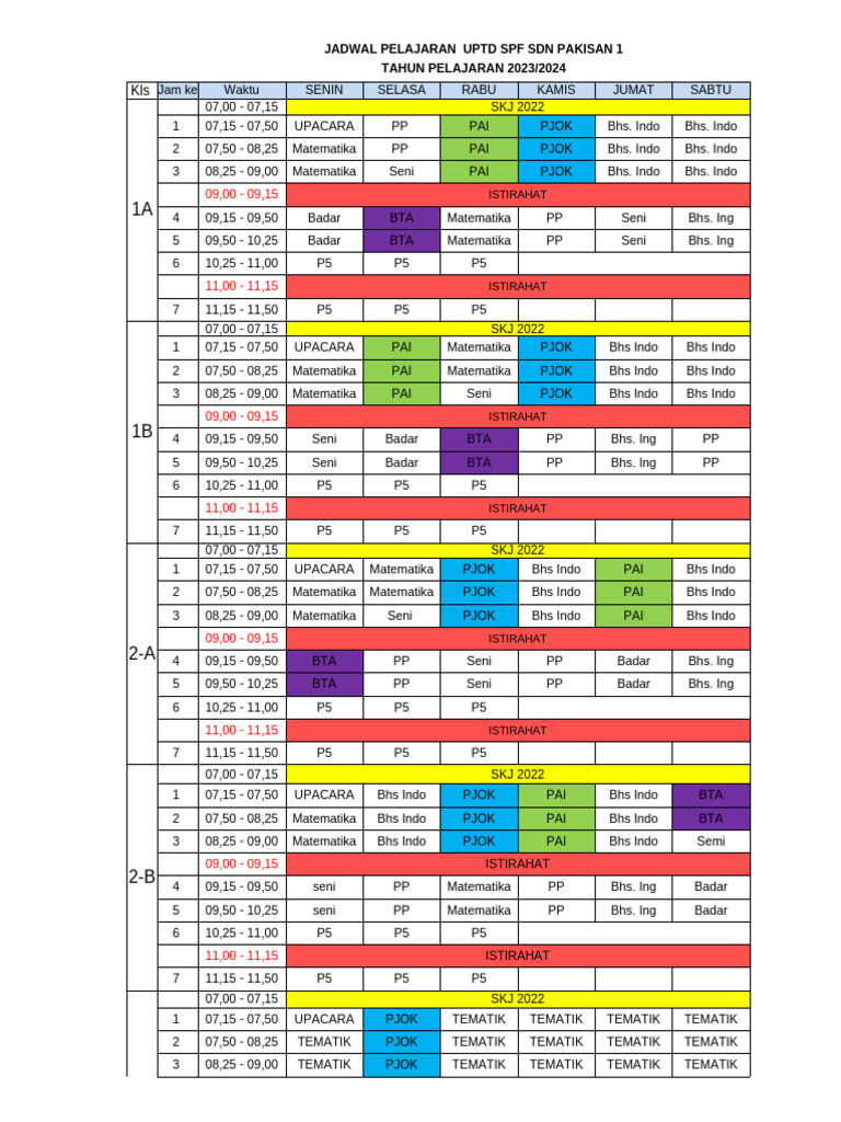 Jadwal Pelajaran Baru Edit | PDF