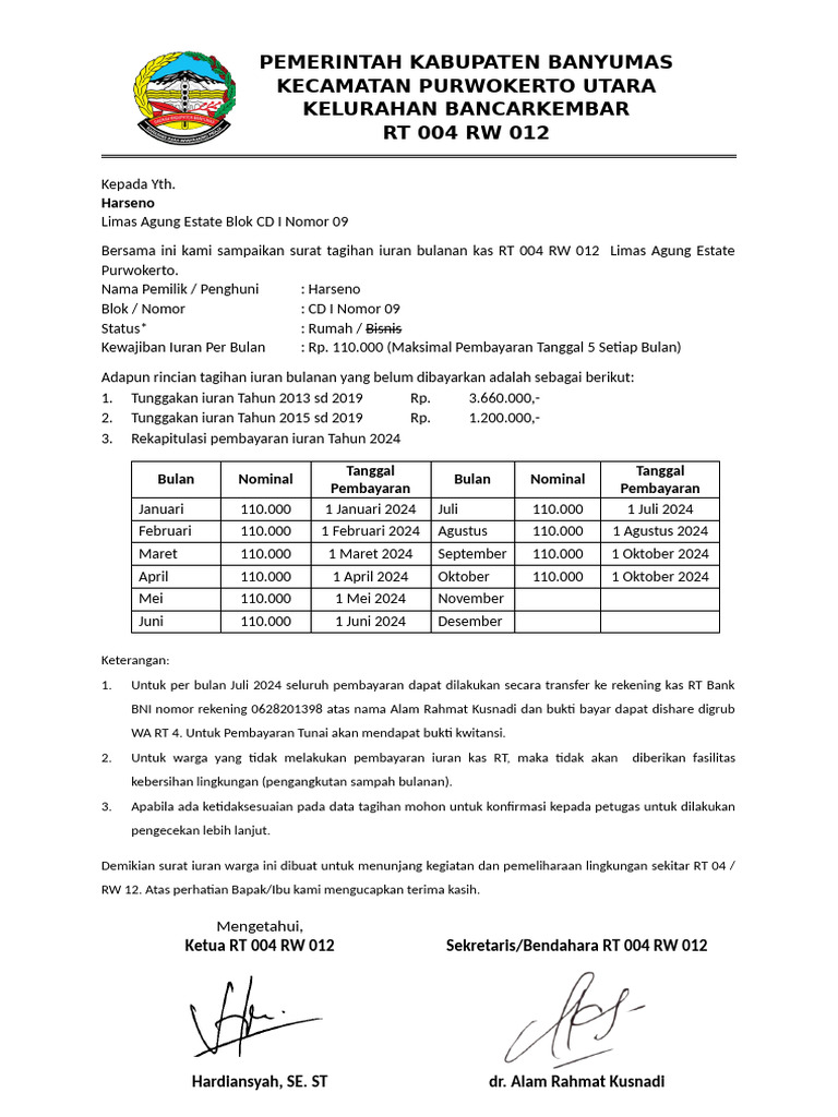 29. SURAT TAGIHAN IURAN CD 1 NO 09 | PDF