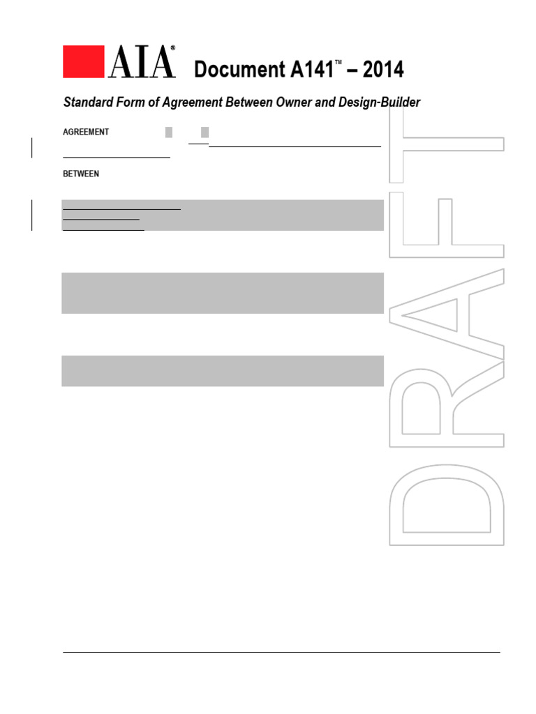 06 AIA A141 Standard Form of Agreement Between Owner Design Builder ...