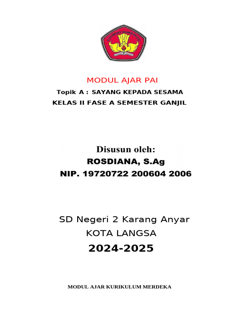 Modul Ajar Pai Pmm Smt 1 | PDF