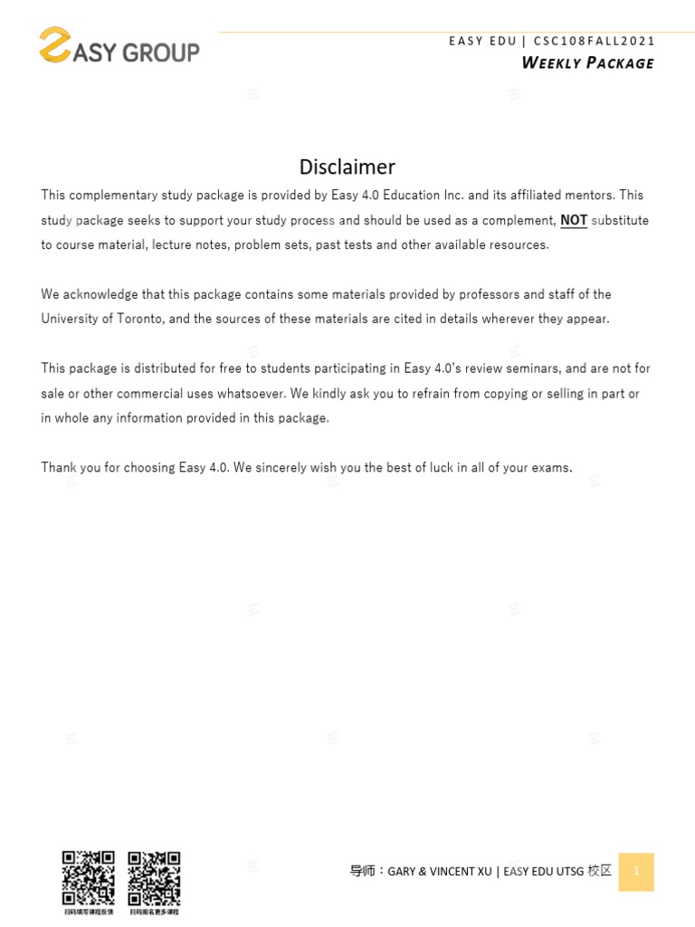 CSC 108 Fall 2021 Weekly Study Guide | PDF | Computer Programming ...