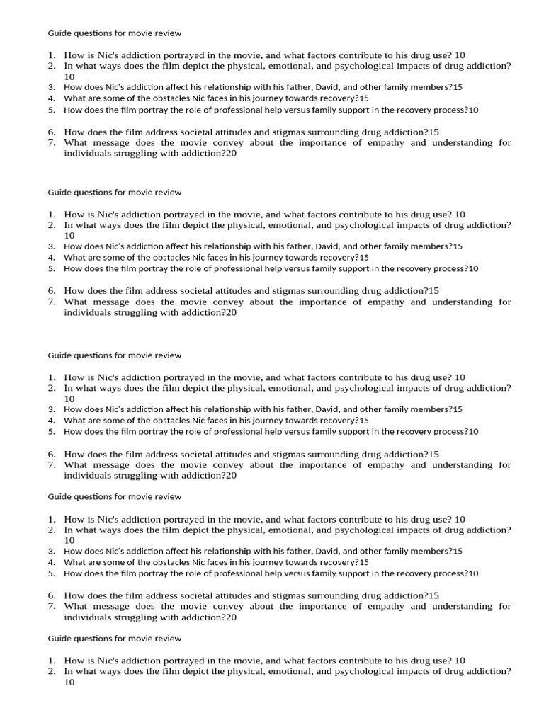 Guide questions for movie review | PDF | Social Stigma | Depression (Mood)