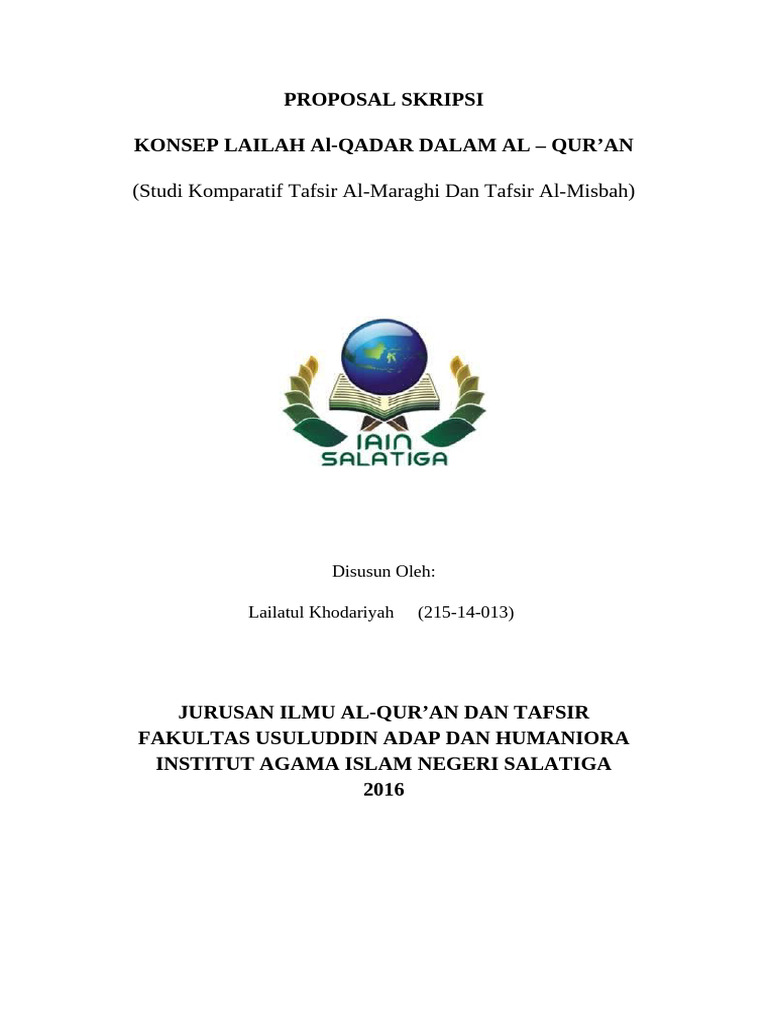 PROPOSAL SKRIPSI KONSEP LAILAH Al QADAR | PDF