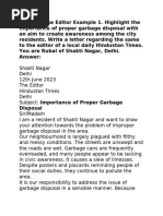 Letter To The Editor Class 12 English | PDF