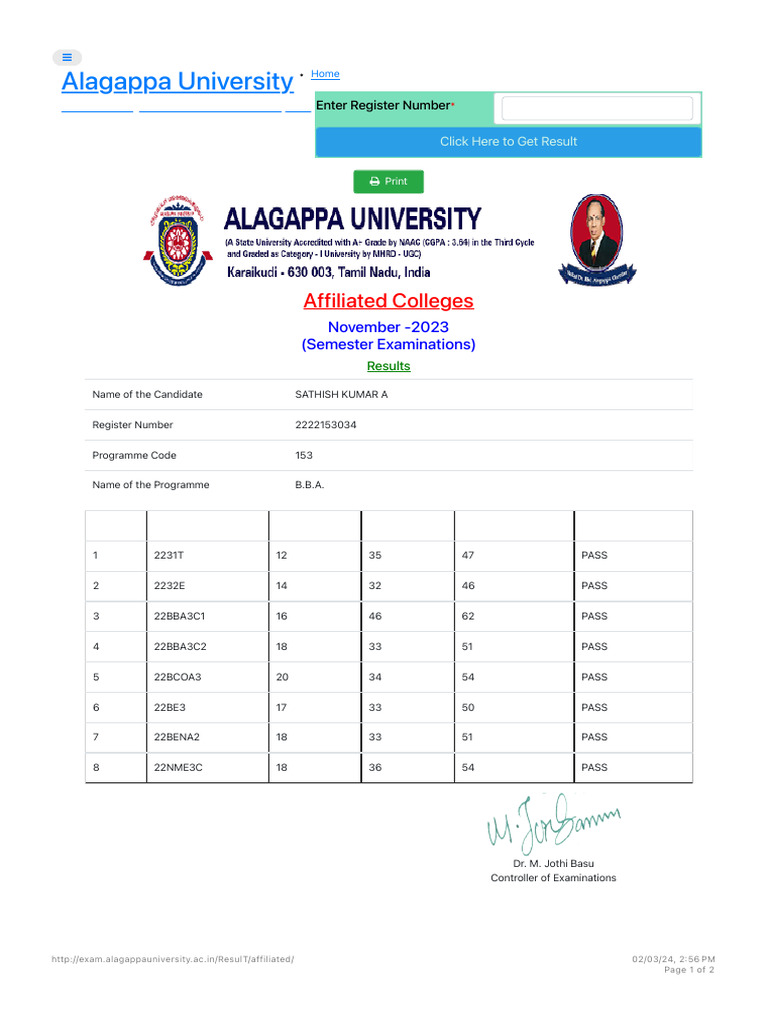 Alagappa University - Affiliated Colleges Examination Automation System ...