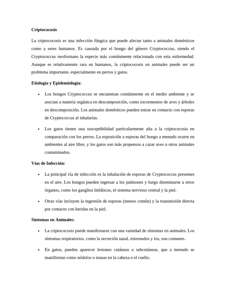 Criptococosis | PDF | Gatos | Hongo