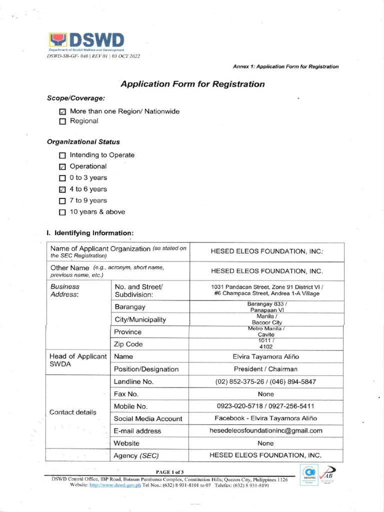 Application Form For Registration - Old | PDF