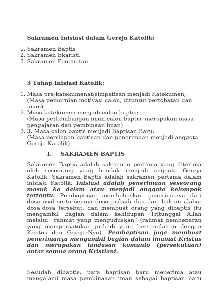 Sakramen Inisiasi Singkat 2019 | PDF