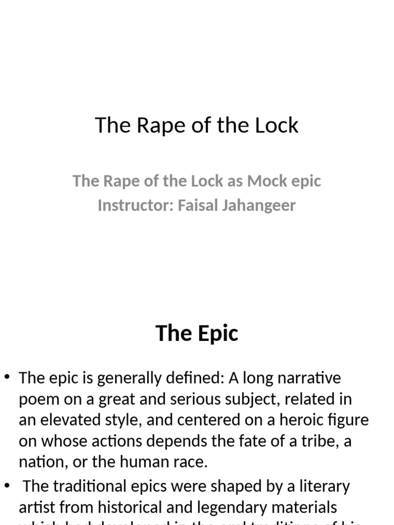 The Rape of The Lock As Mock Epic by Faisal | PDF | Epic Poetry | Genres Of Poetry