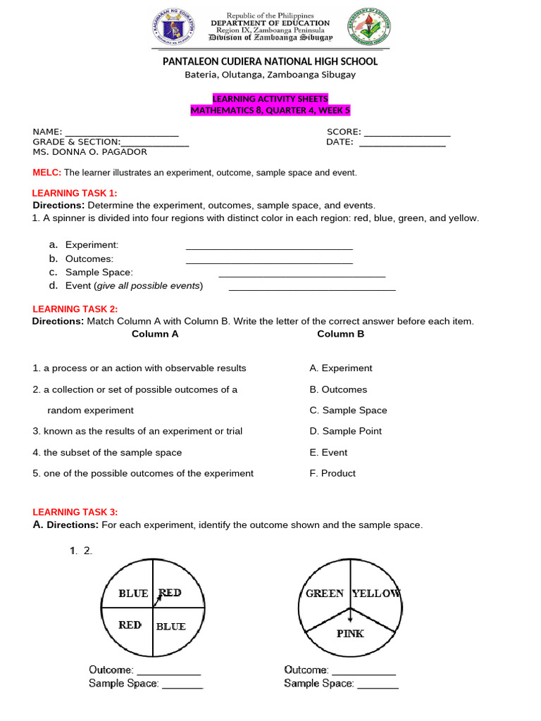 G8 - WEEK 5 | PDF | Experiment | Probability Theory