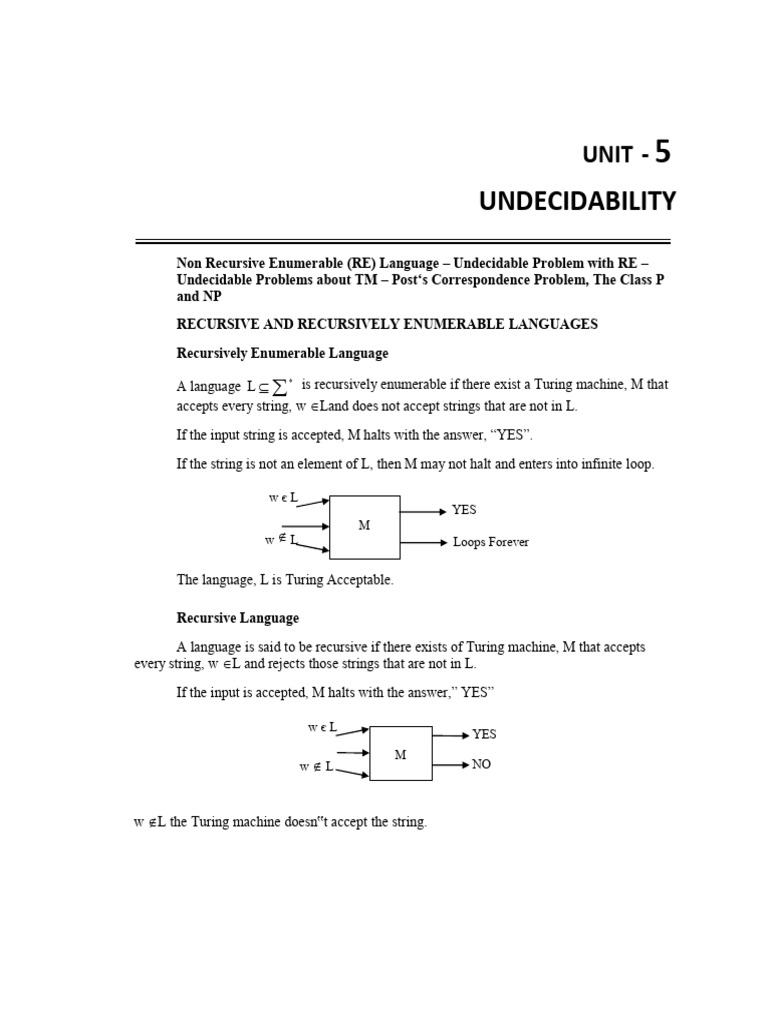 Unit 5-Undecidability | PDF | Time Complexity | Computational Complexity Theory
