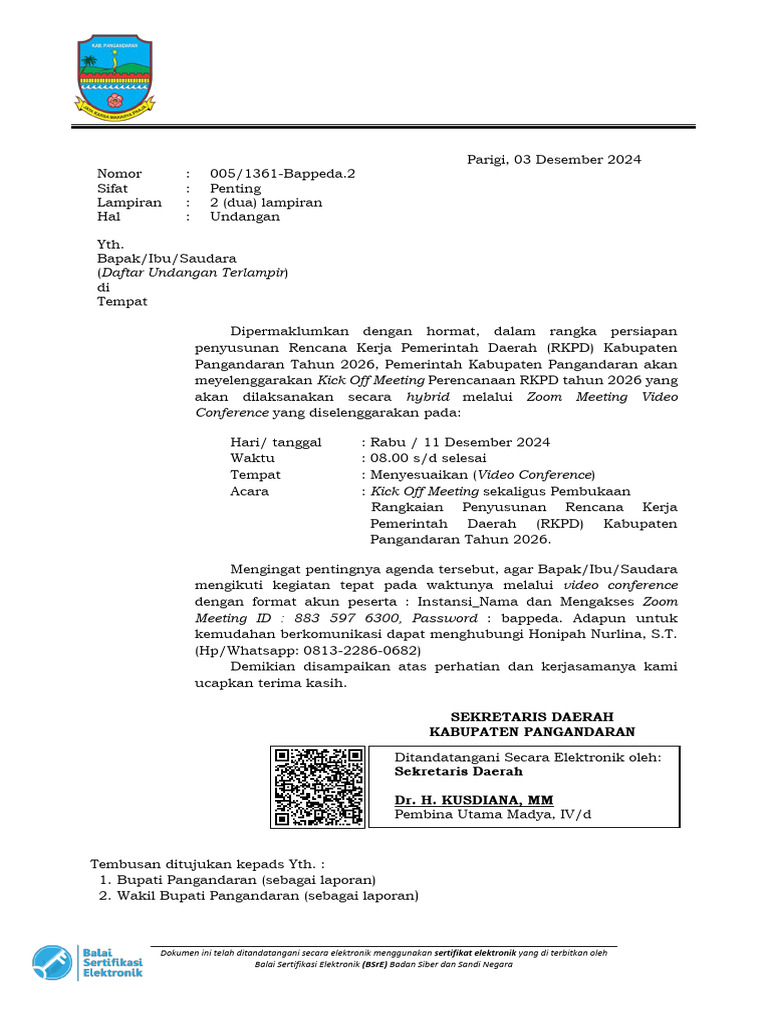 1361. Perangkat Daerah-Kecamatan-Desa (DARING) - Surat Undangan Kick ...