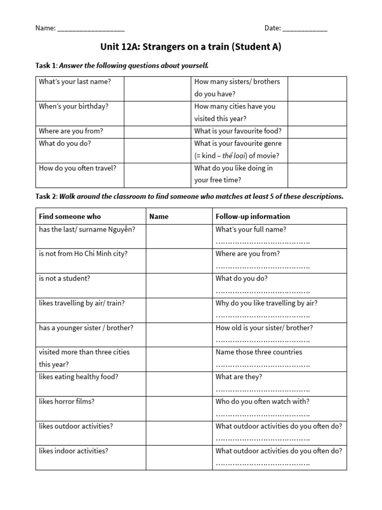 Classroom Activities: Stranger Conversations | PDF