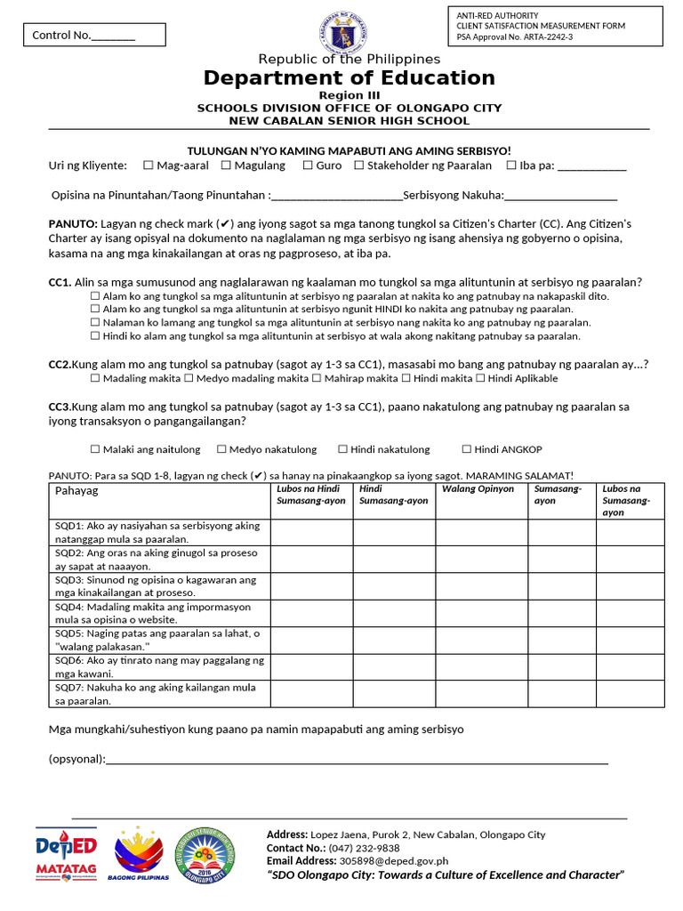 Client Survey Form | PDF