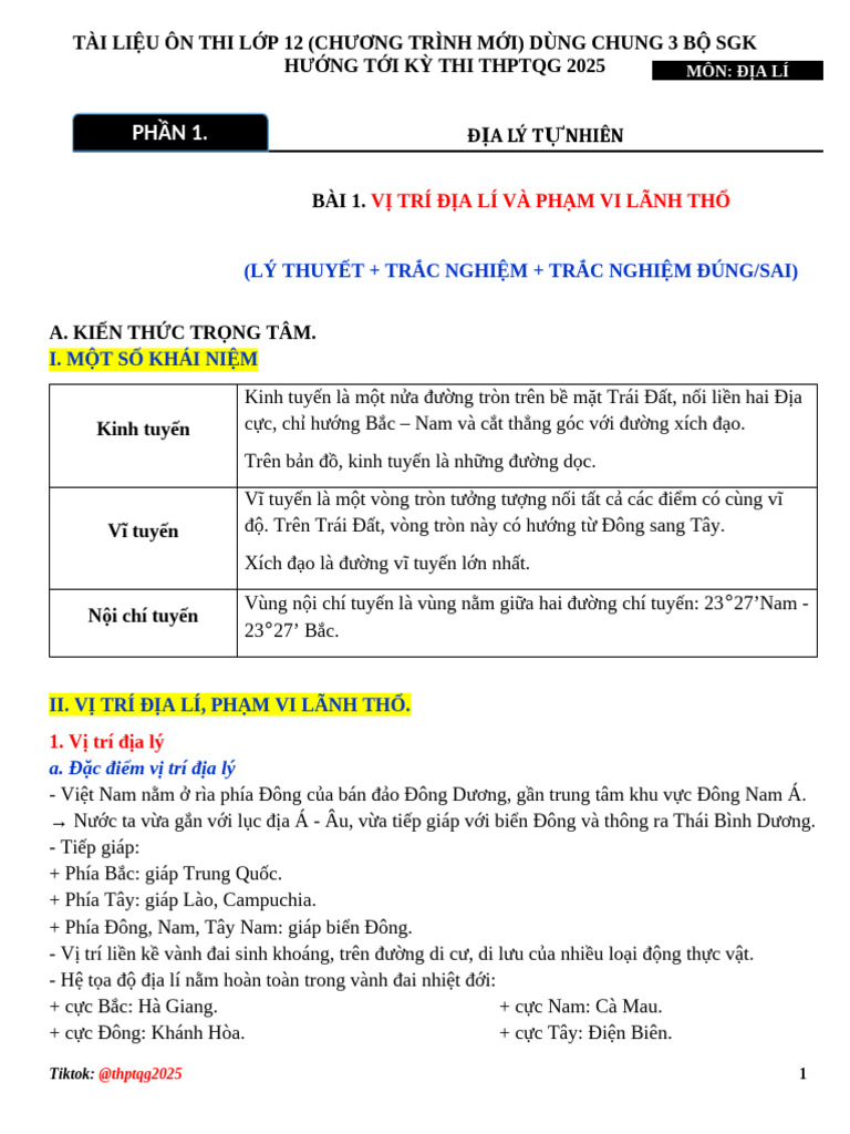 (DL12) - BÀI 1. VỊ TRÍ ĐỊA LÝ VÀ PHẠM VI LÃNH THỔ (Dùng Chung 3 Bộ Sách ...