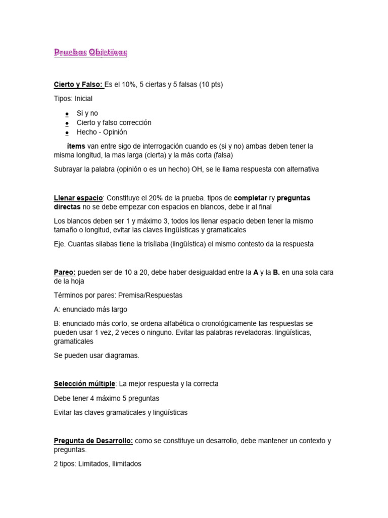 Guia de Pruebas Objetivas | PDF