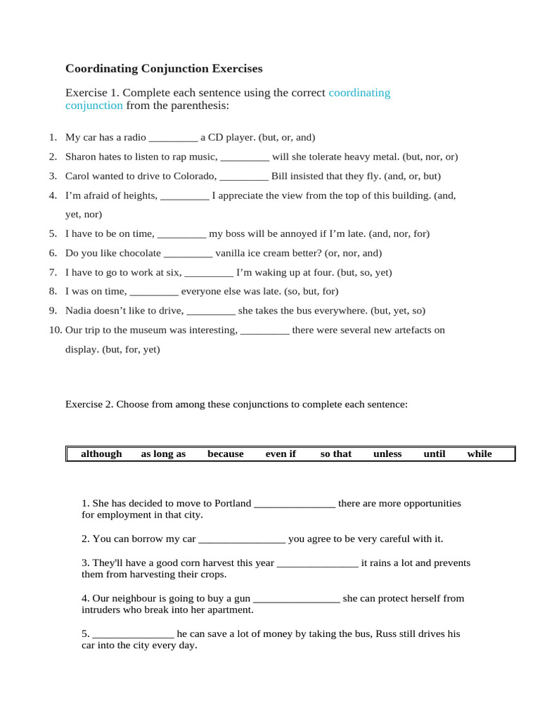 Conjunction exercise | PDF