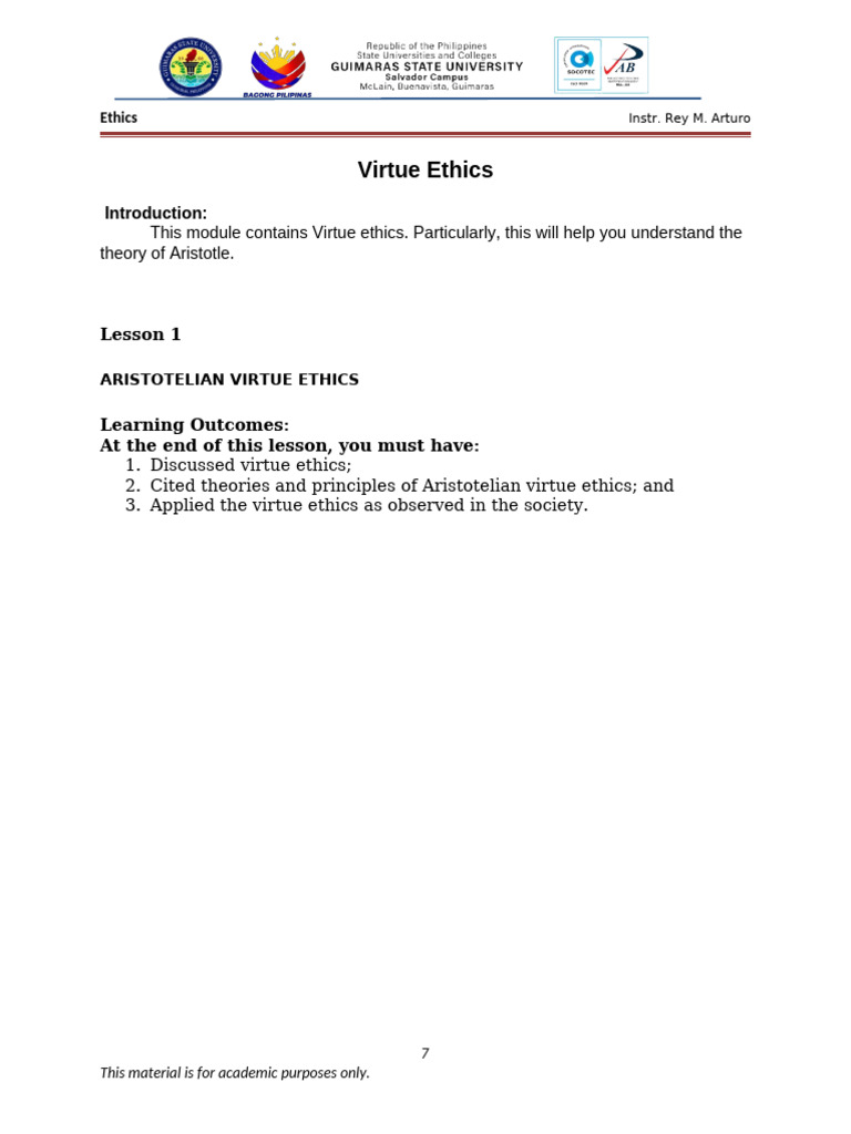 24 1 Aristotelian Virtue Ethics | PDF | Virtue Ethics | Virtue