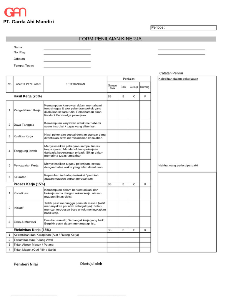 Form Evaluasi Karyawan | PDF
