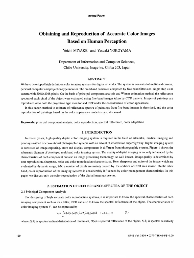 Obtaining and Reproduction of Accurate Color Images Based On Human ...