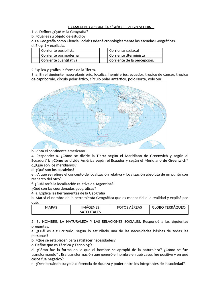 Examen de Geografía 1 Diciembre | PDF