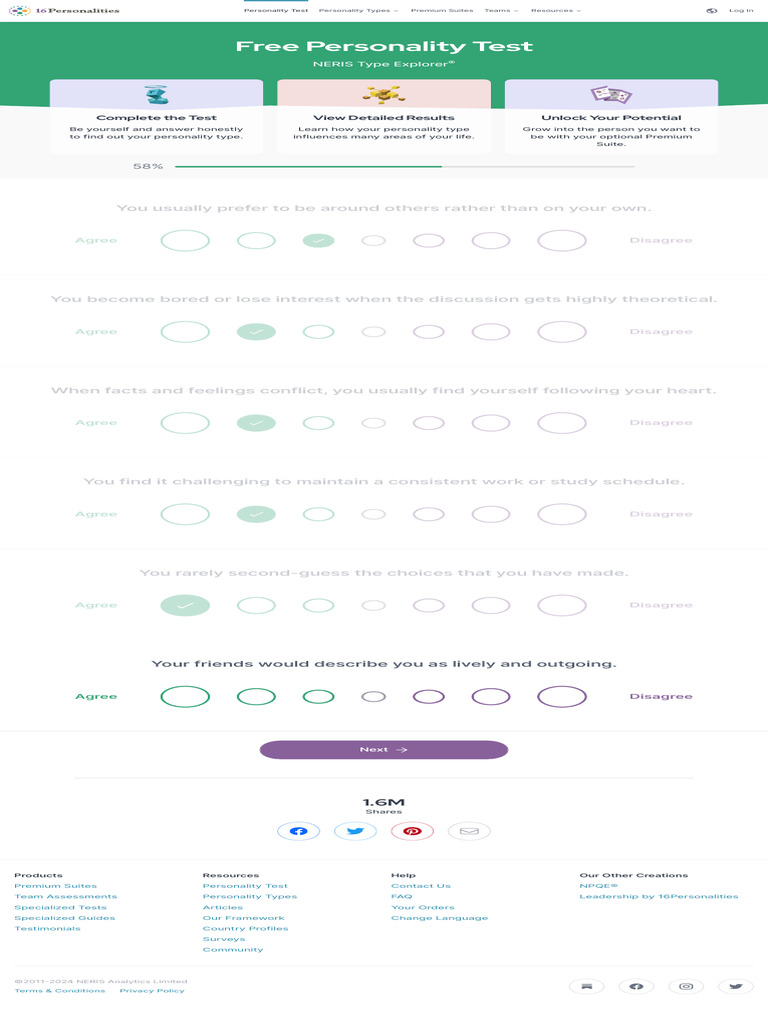 Free Personality Test 16personalities | PDF