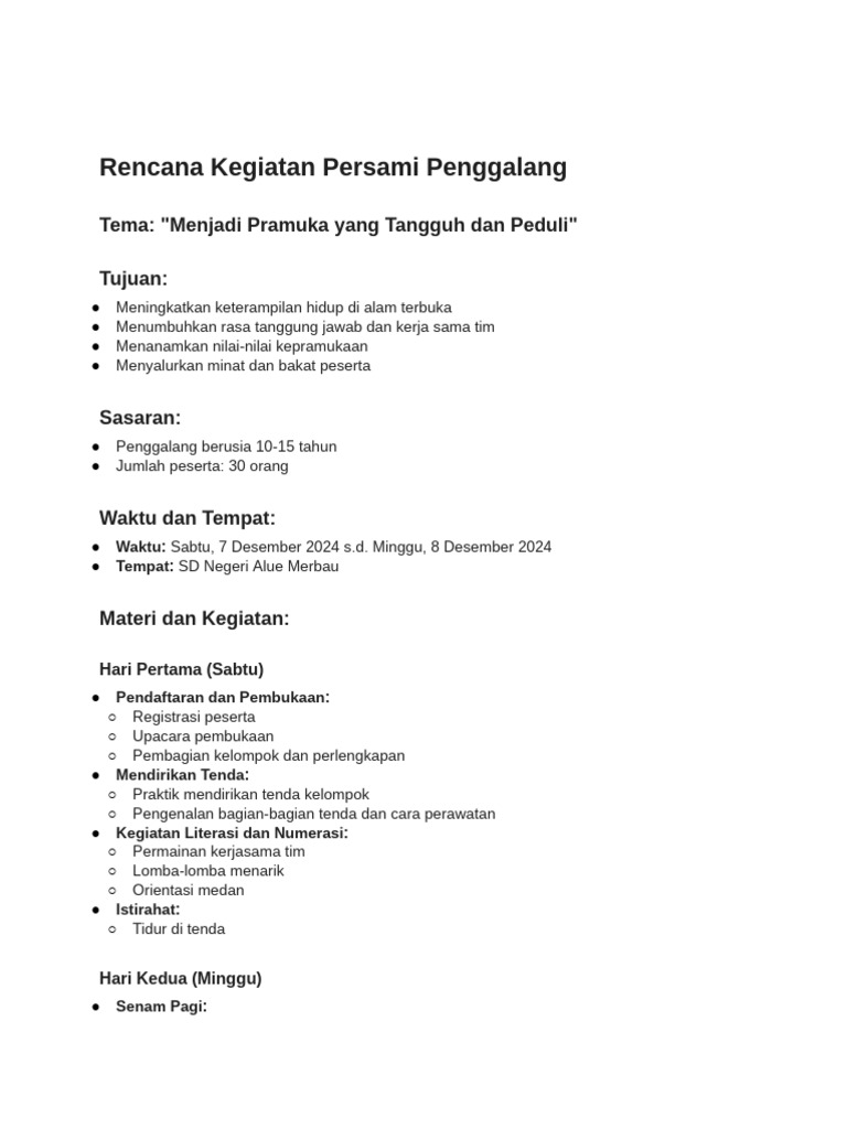 Perencanaan Persami - Google Dokumen | PDF